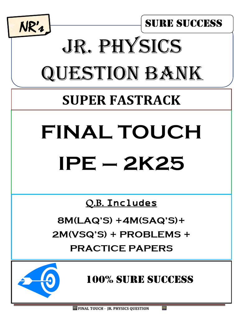 Jr. Physics Question Bank Guide | PDF | Collision | Momentum
