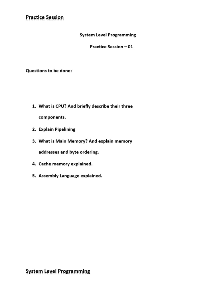 System Level Programming Practice Session | PDF