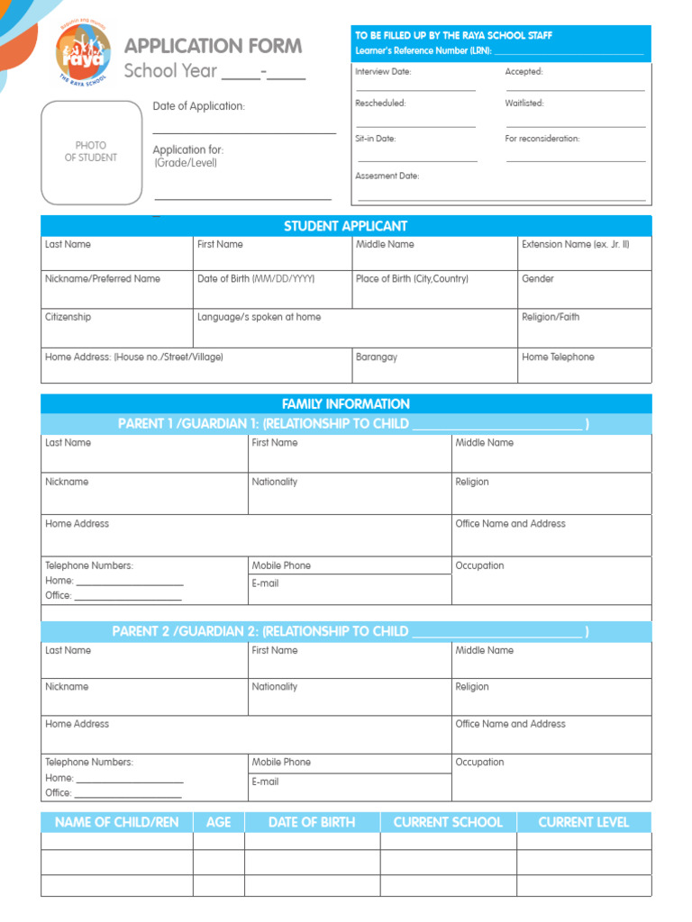 Raya Application Form - NEW | PDF