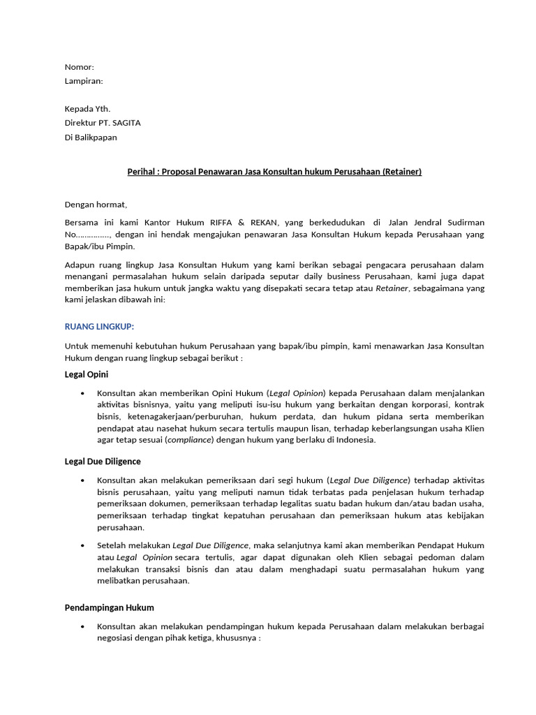 Contoh Proposal Retainer Perusahaan | PDF