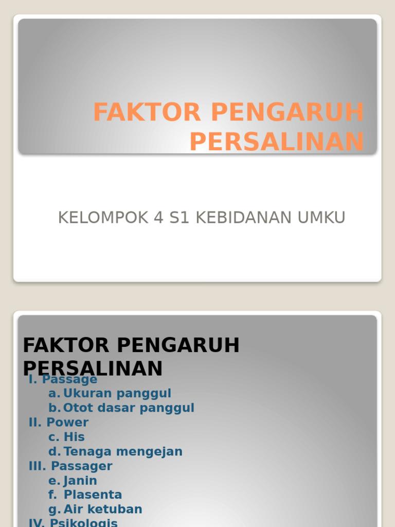 Faktor Pengaruh Persalinan' | PDF