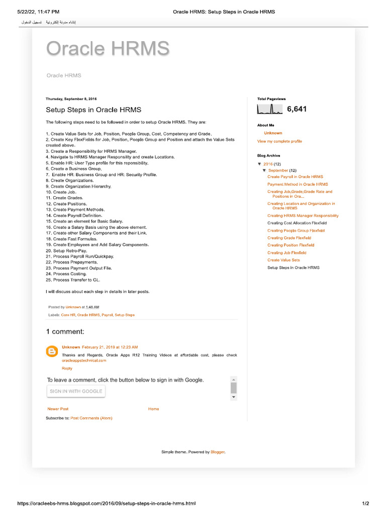 Setup Steps in Oracle HRMS | PDF