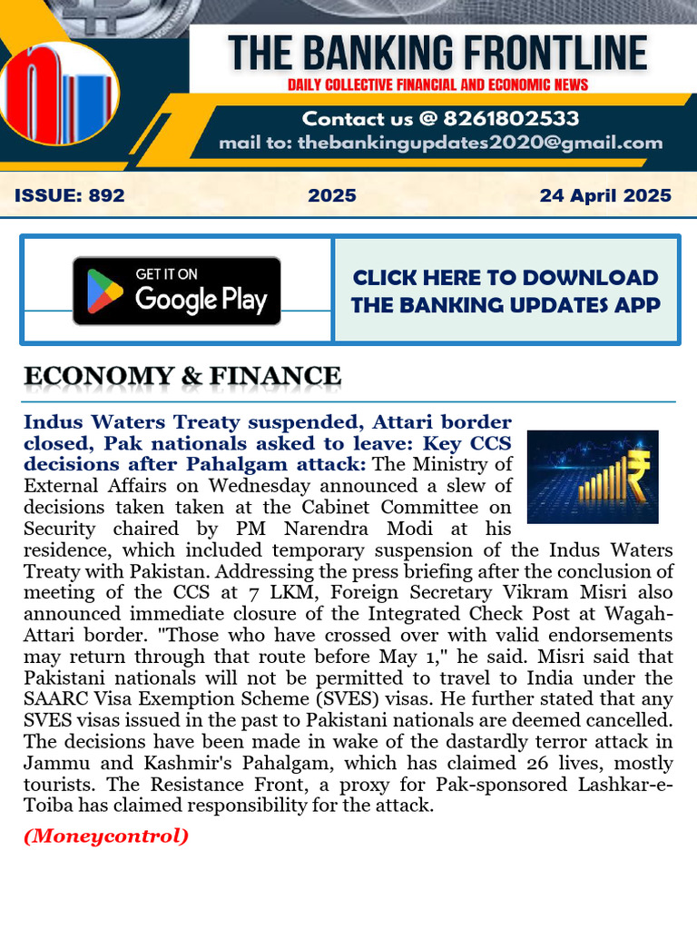 24.04.2025 - The Banking Frontline | PDF | Fiscal Policy | Economic Growth