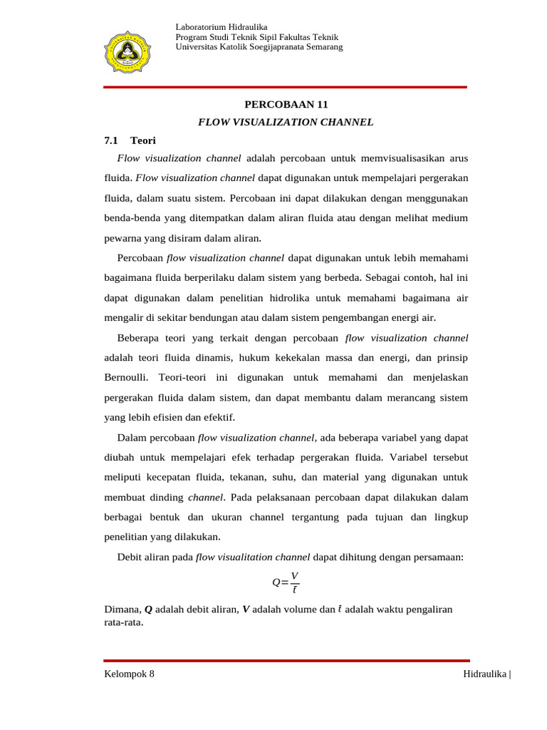 Percobaan 7 Flow Visualization Channel Modul | PDF