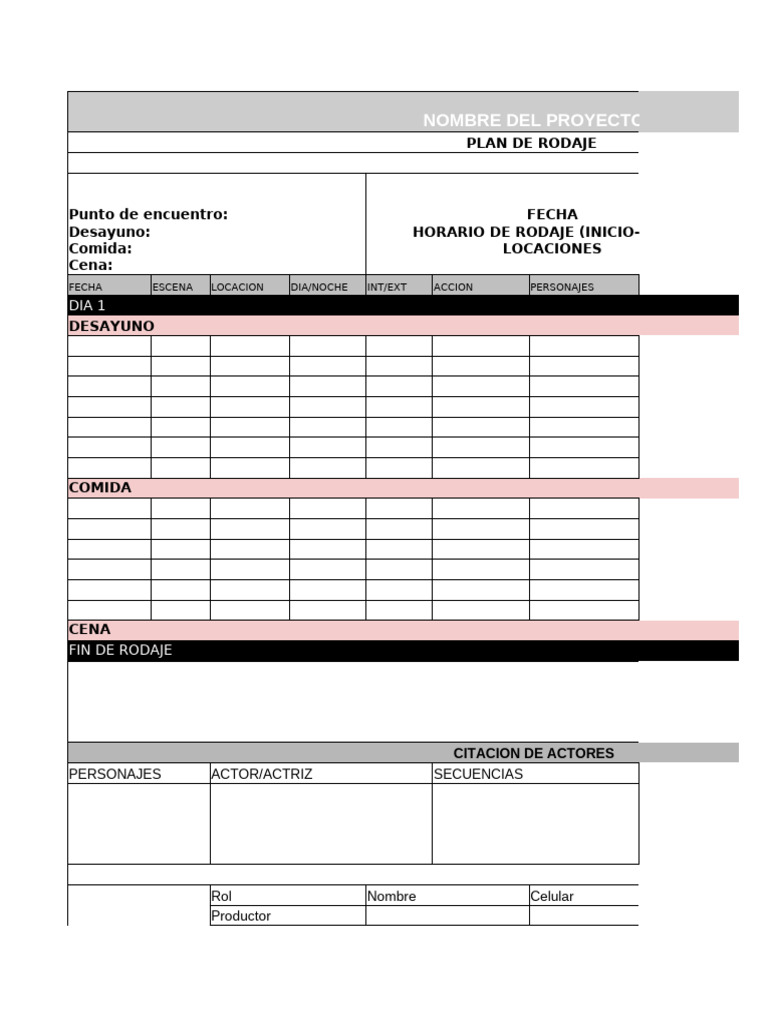 Plan de Rodaje | PDF