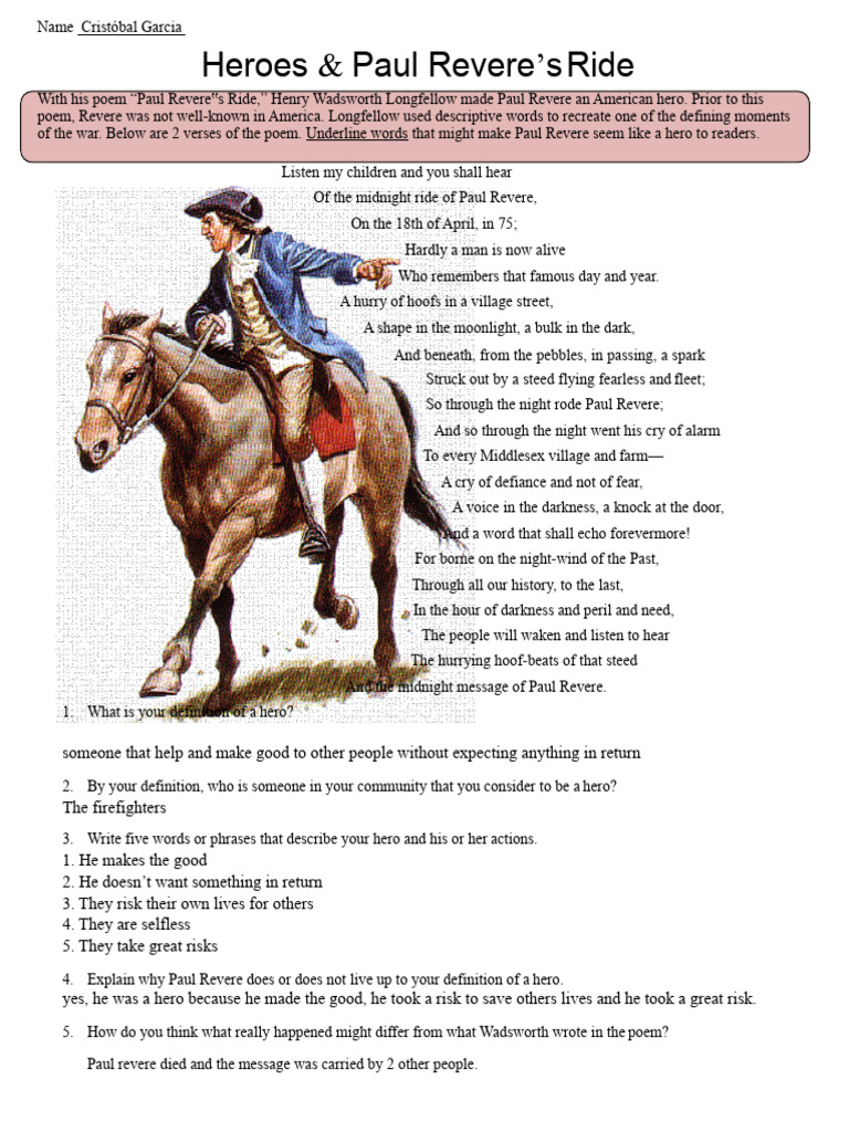 06 - Paul Revere Poem Analysis | PDF