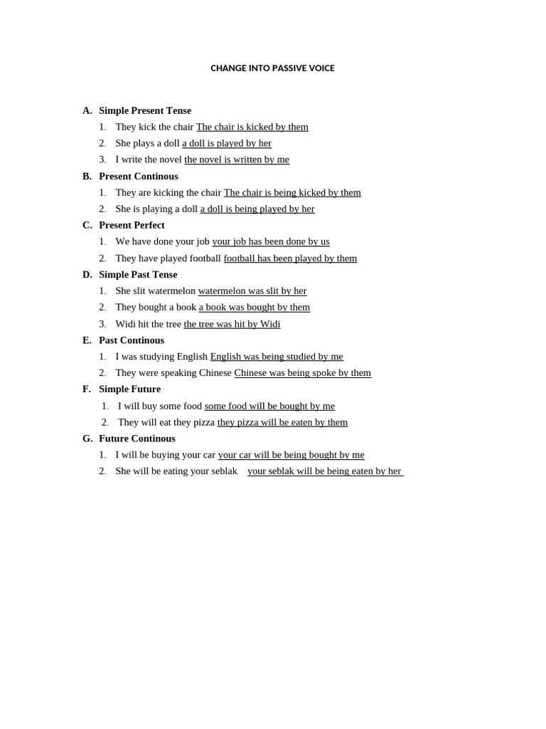 CHANGE INTO PASSIVE VOICE | PDF