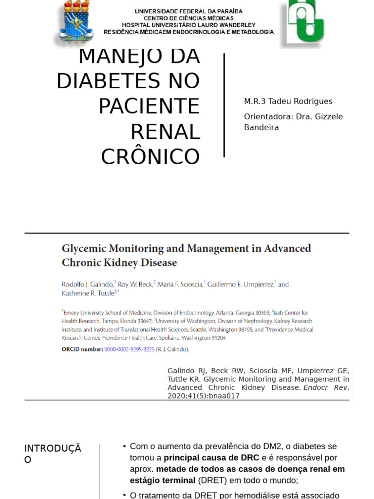 Aula 2707 DM e DRC Final | PDF | Diabetes | Hipoglicemia