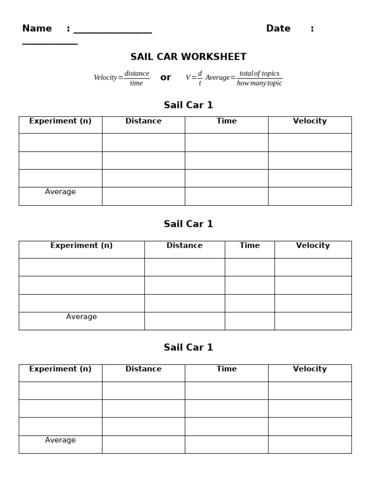 Sail Car Worksheet | PDF