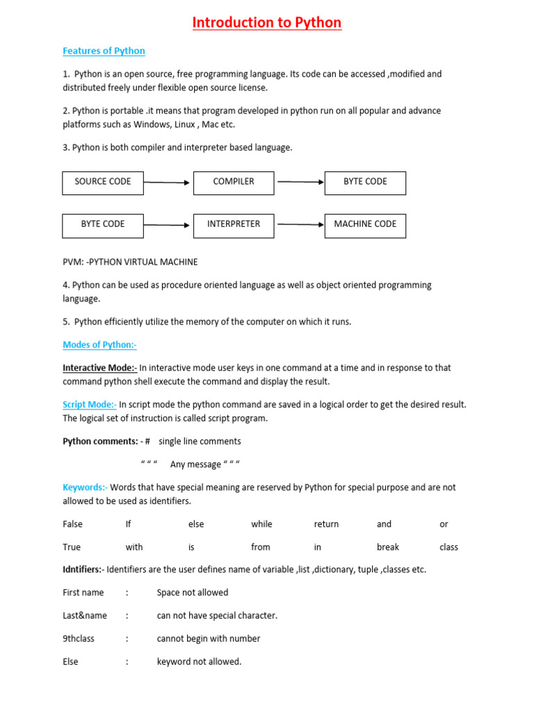 Class9 Introduction To Python | PDF | Data Type | Python (Programming Language)