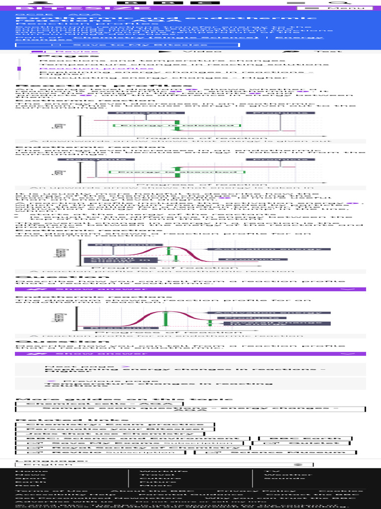 Reaction Profiles - Exothermic and Endothermic Reactions - AQA - GCSE ...