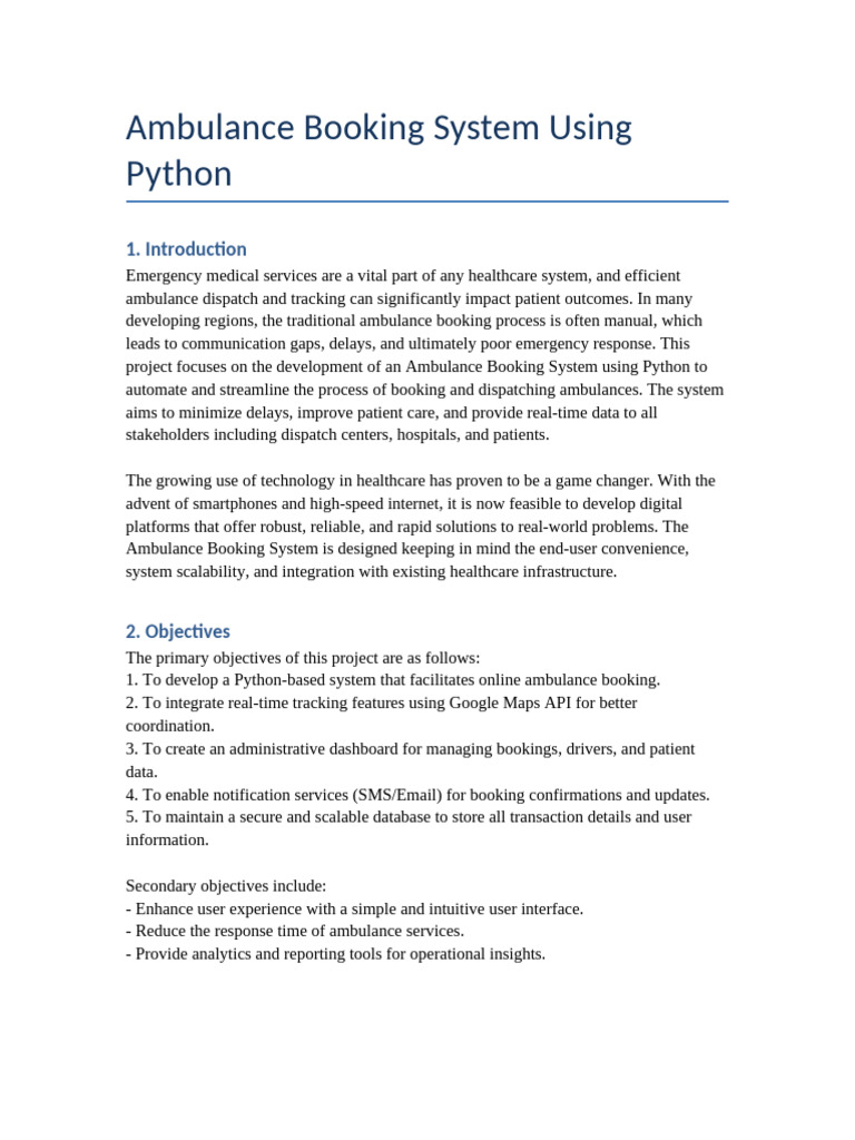 Ambulance Booking System Report Expanded | PDF | Databases | Mobile App