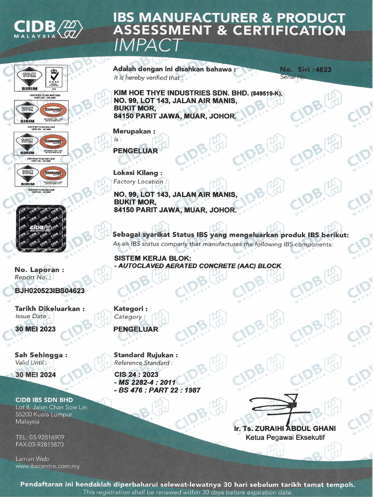 Khtisb Cidb Ibs | PDF