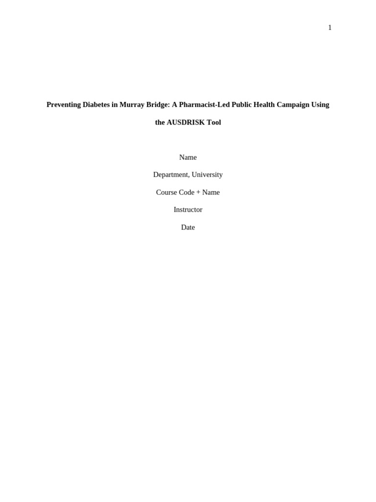 Report - Preventing Diabetes in Murray Bridge | PDF | Preventive ...