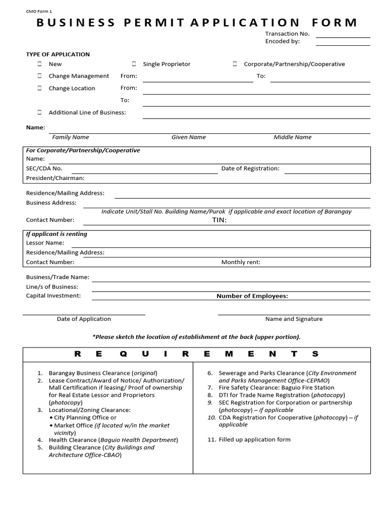 Business Permit Application Form | PDF | Lease | Chess