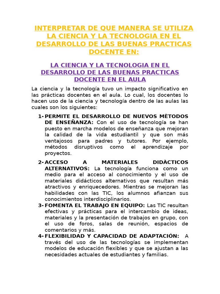 La Ciencia y La Tecnologia en El Desarrollo de Las Buenas Practicas ...