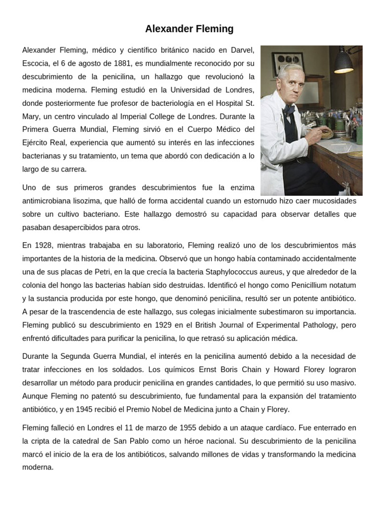 Alexander Fleming | PDF | Microbiología
