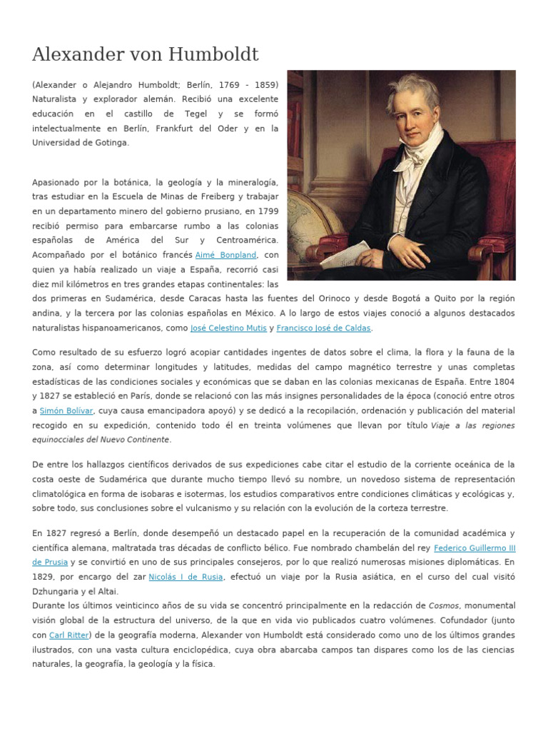 Alexander Von Humboldt | PDF | Charles Darwin | Alfred Russel Wallace