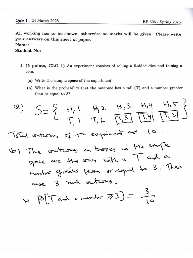 Quiz1 Solution | PDF