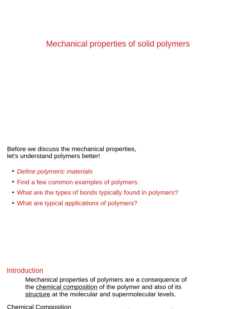 Mechanical_behaviour_of_polymers | PDF | Polymers | Deformation (Engineering)