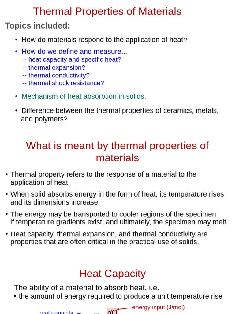 Thermal Properties of Materials | PDF | Heat Capacity | Heat