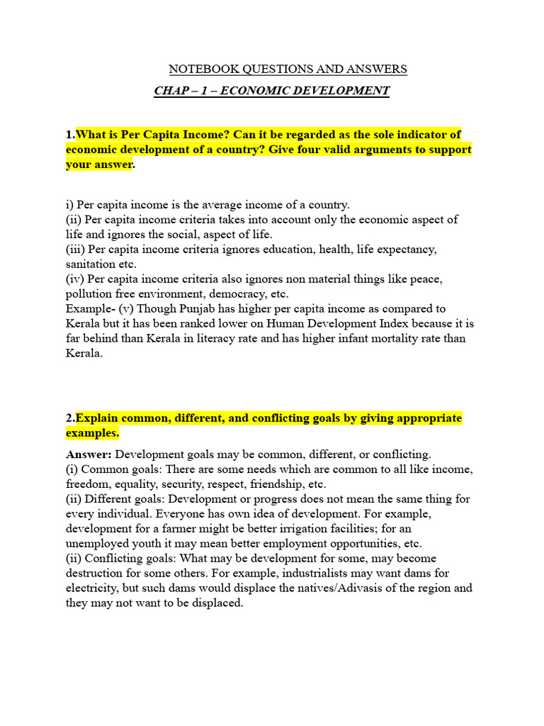 Notebook Questions and Answers - Chap 1 Development | PDF | Income ...