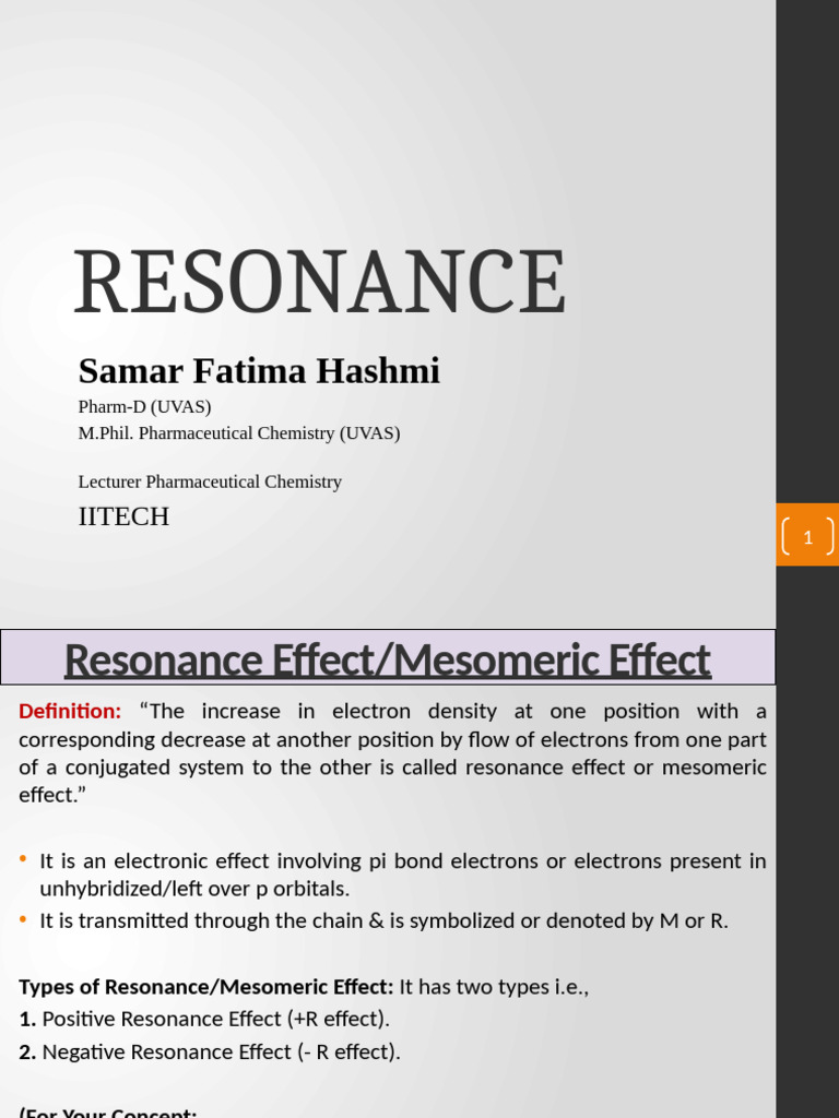 Resonance (Mesomeric Effect) | PDF | Covalent Bond | Chemical Bond