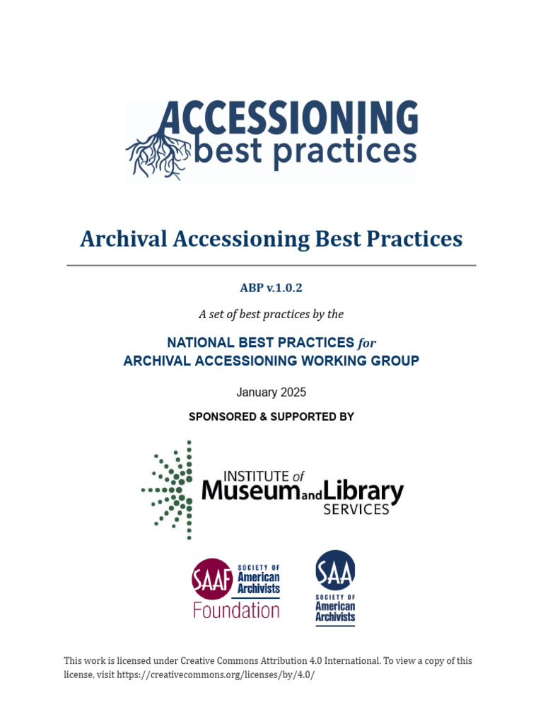 Accessioning Best Practices v.1.0.2 2025 | PDF | Archivist | Archive
