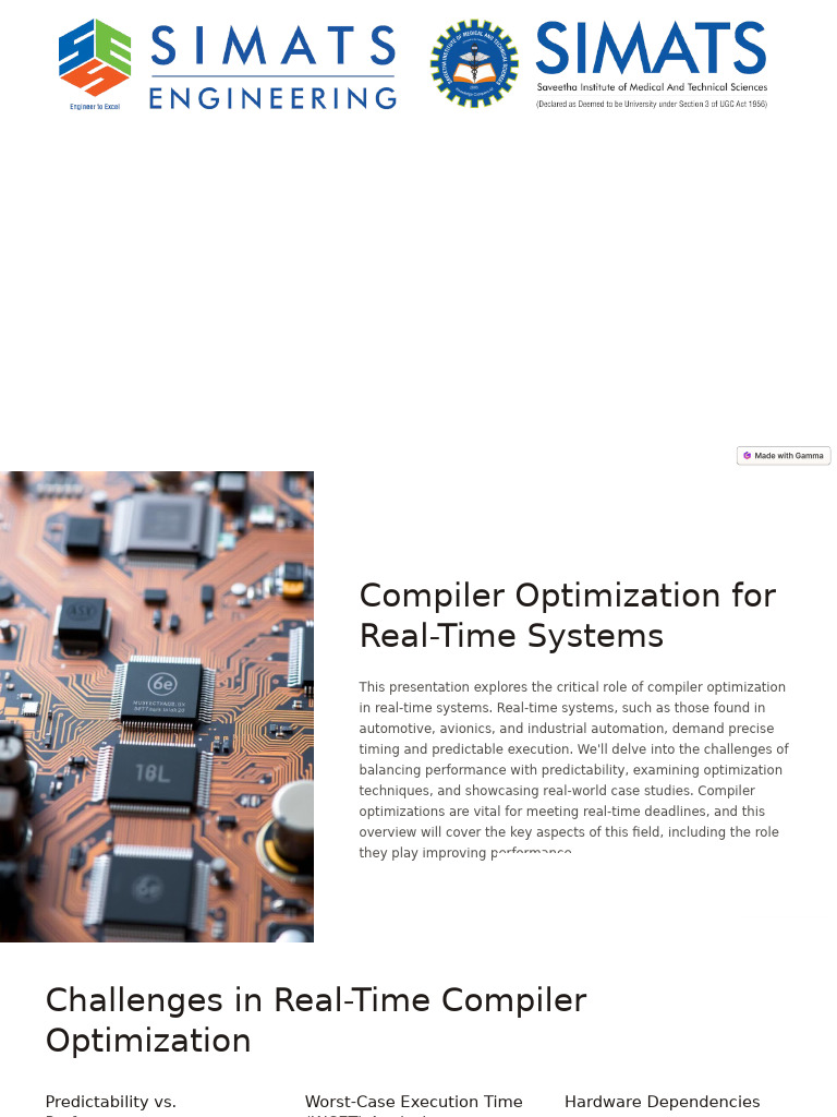 Compiler Optimization for Real Time Systems | PDF | Program Optimization | Cpu Cache
