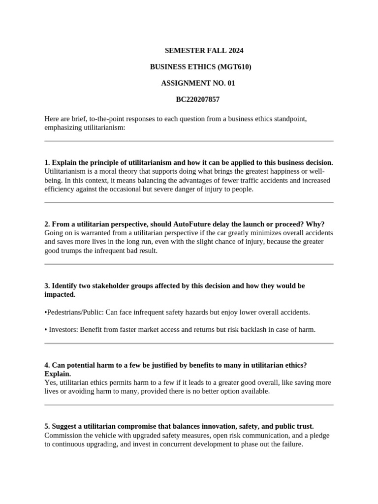 MGT610 Assignment 1 Solution File | PDF