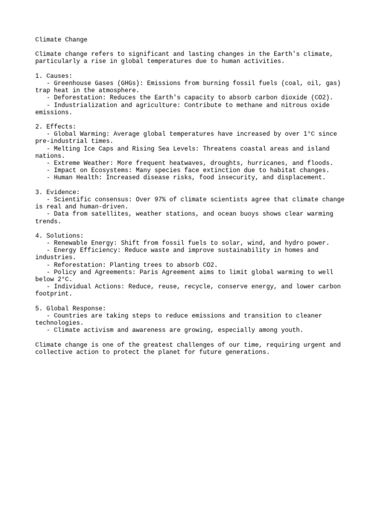 Understanding Climate Change Causes and Solutions | PDF