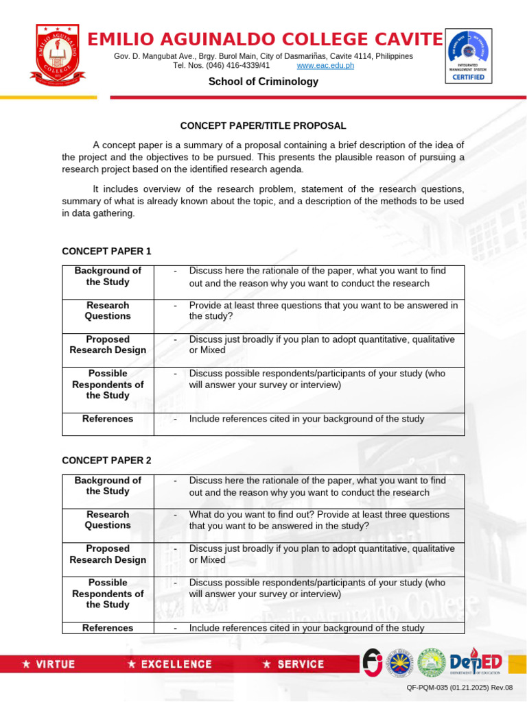 Concept Paper Title Proposals | PDF | Research Methods | Academia