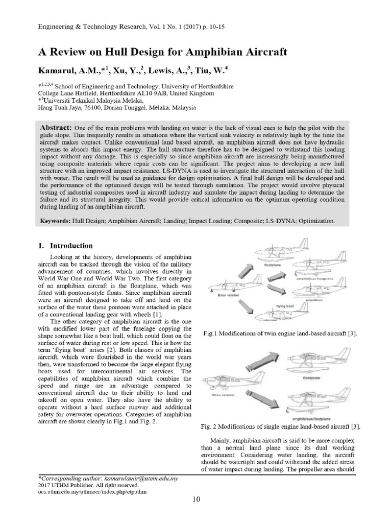 A Review On Hull Design For Amphibian Aircraft | PDF