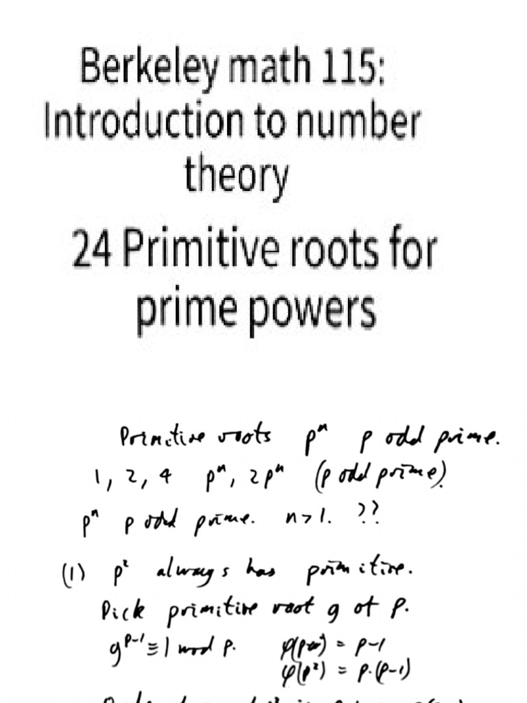 Primitive Roots For Prime Powers | PDF