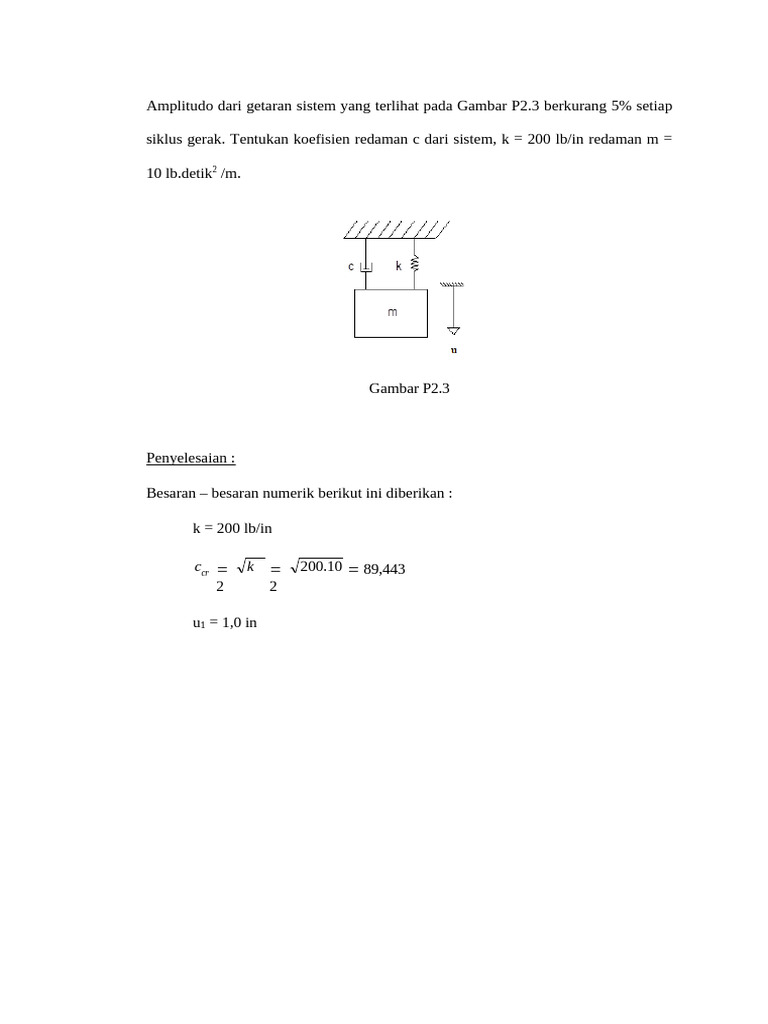 Amplitudo dari getaran sistem yang terlihat pada Gambar kelompok 10 | PDF