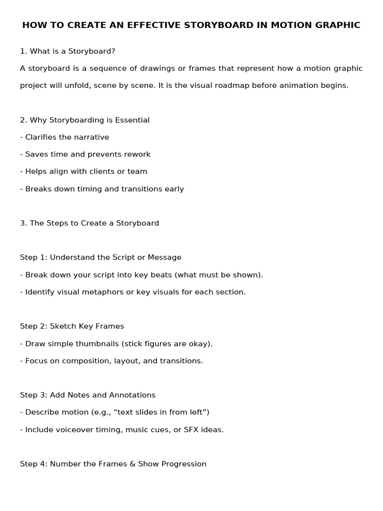 Effective Storyboard in Motion Graphic | PDF