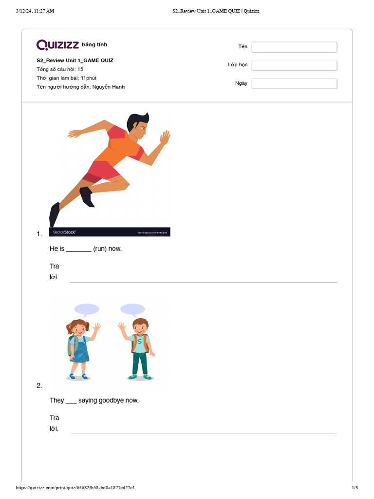 S2 - Review Unit 1 - GAME QUIZ - Quizizz | PDF