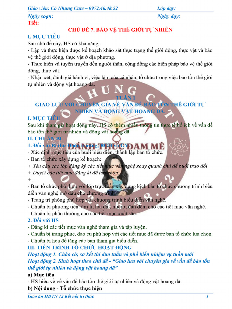 Chủ Đề 7 - KNTT (9 Tiết) - Bảo Vệ Thế Giới Tự Nhiên._pdf.Urlgd.com-1-7 | PDF