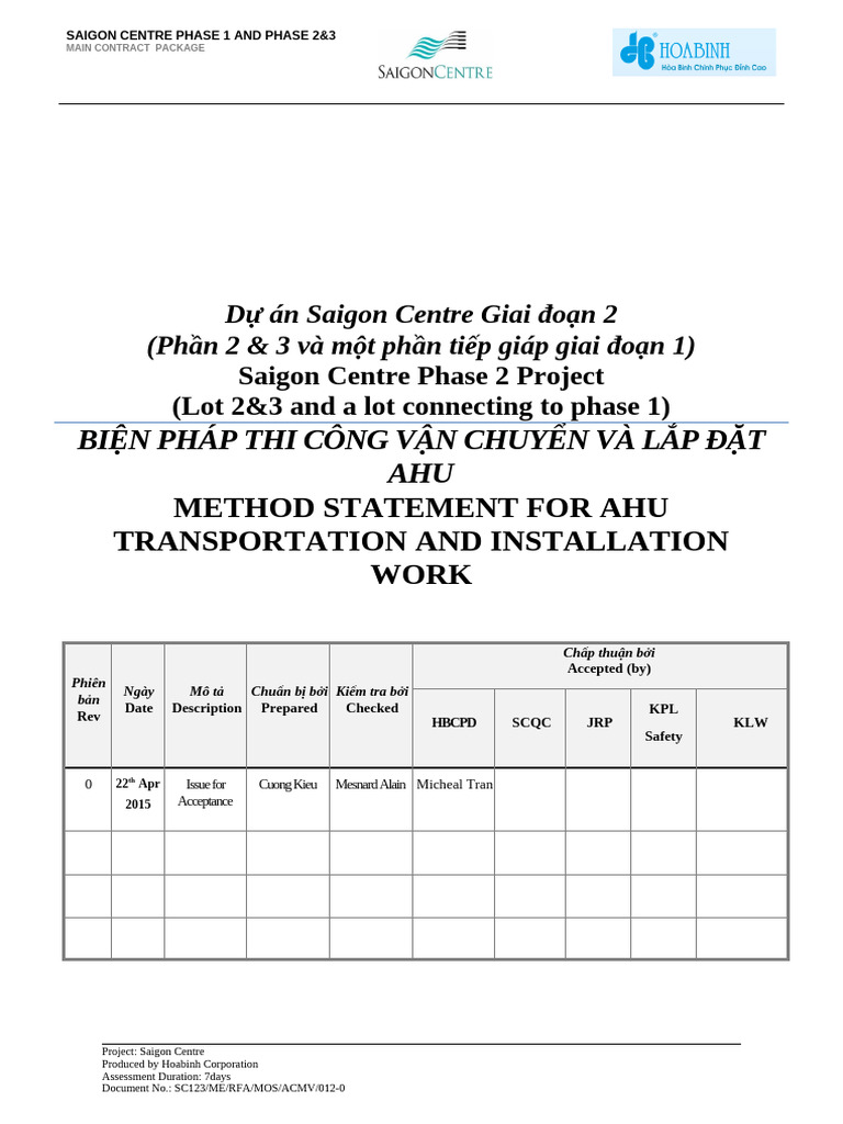 MOS for AHU work 24-04-2015 vi-en | PDF