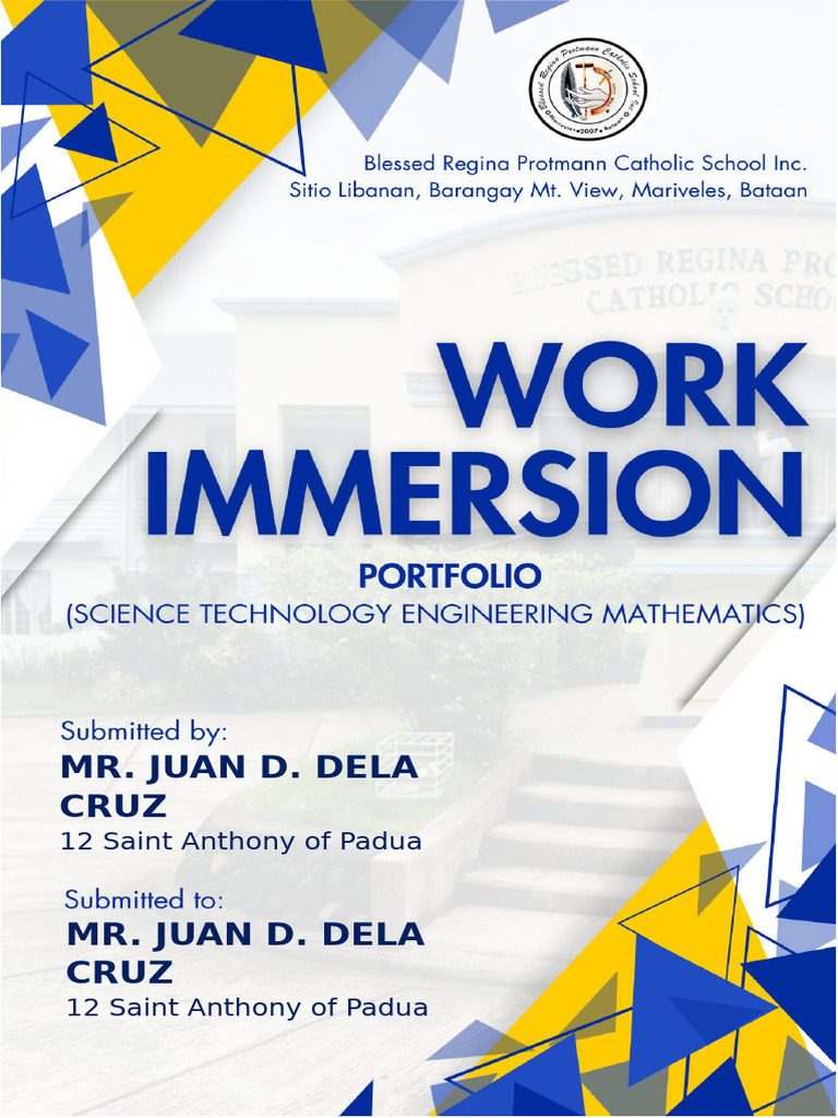 WORK-IMMERSION-PORTFILIO-AND-TABLE-OF-CONTENTS-FORMAT-STEM | PDF