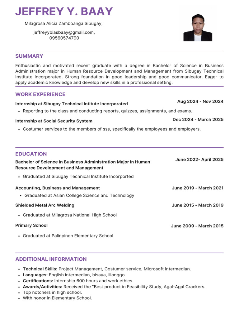 Jeffrey Y. Baay Resume | PDF