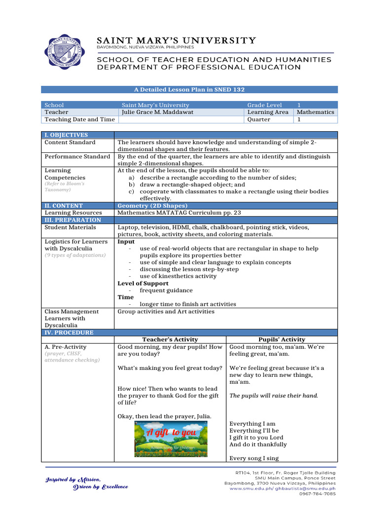 A Detailed Lesson Plan in SNED 132 | PDF | Learning | Teachers