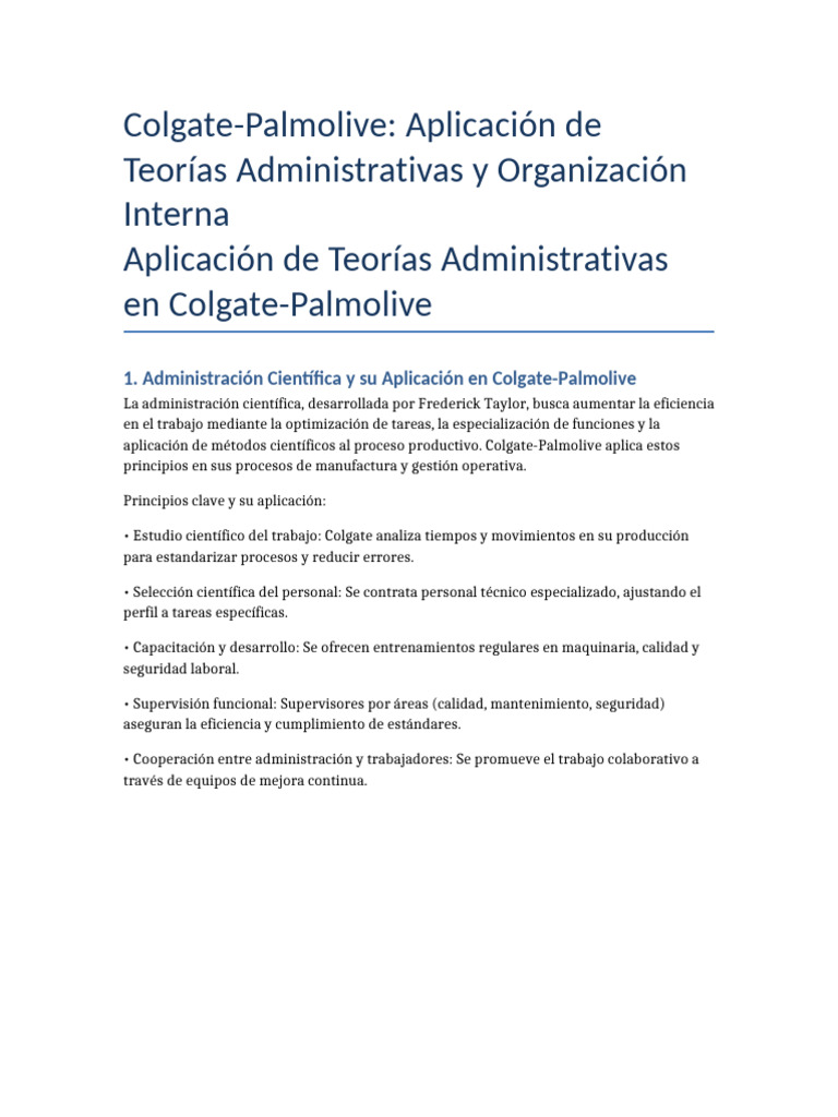 Colgate Palmolive Admin Completo | PDF | Gestión de recursos humanos | Logística