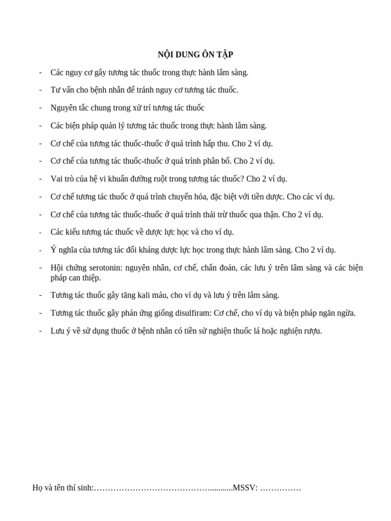 ÔN TẬP THI DDI - 2025 | PDF