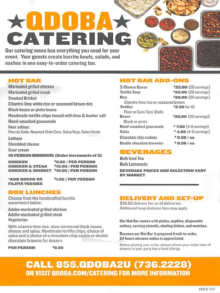 Catering Menu 0717 | PDF