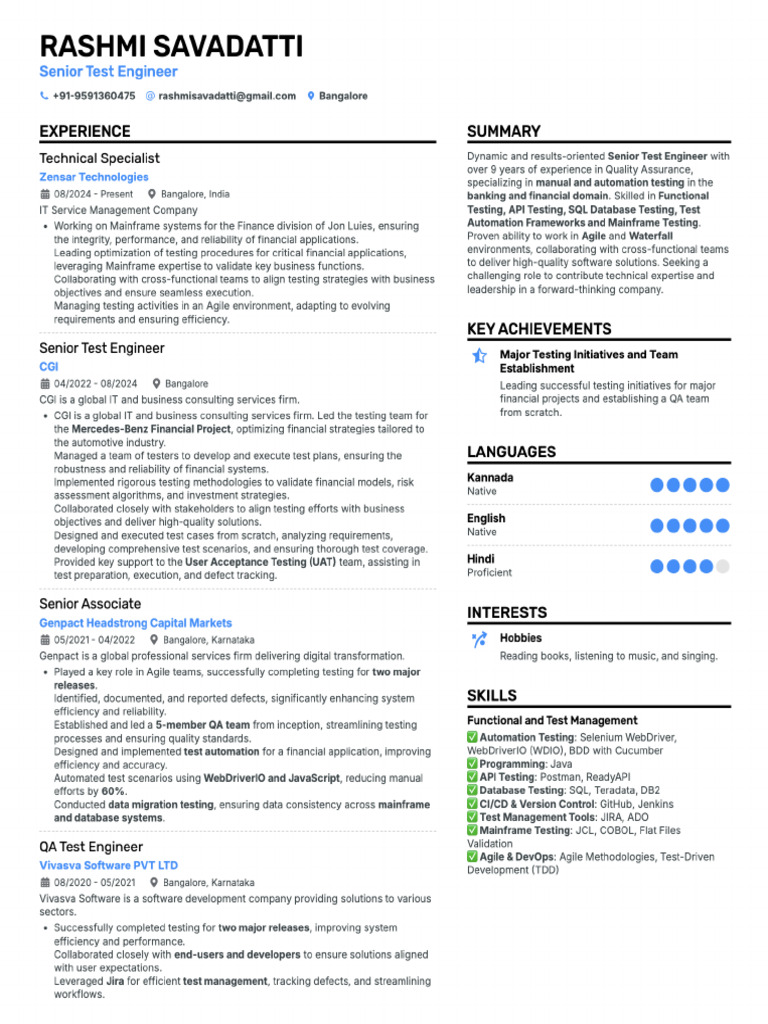 Rashmi CV | PDF