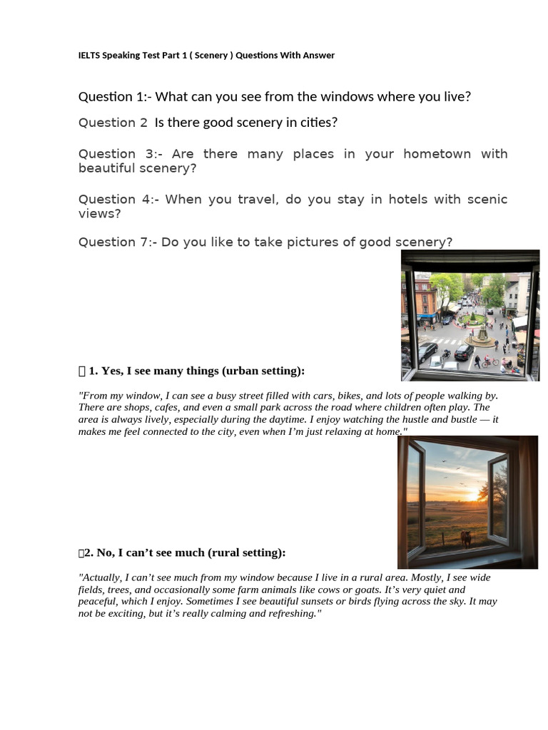 IELTS Speaking Test Part 1 | PDF