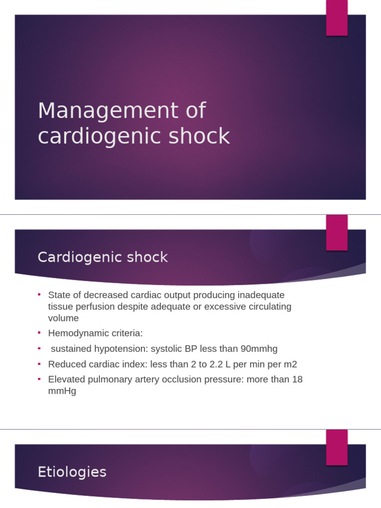 Management of Cardiogenic Shock Secondary To Myocardial Infarction ...