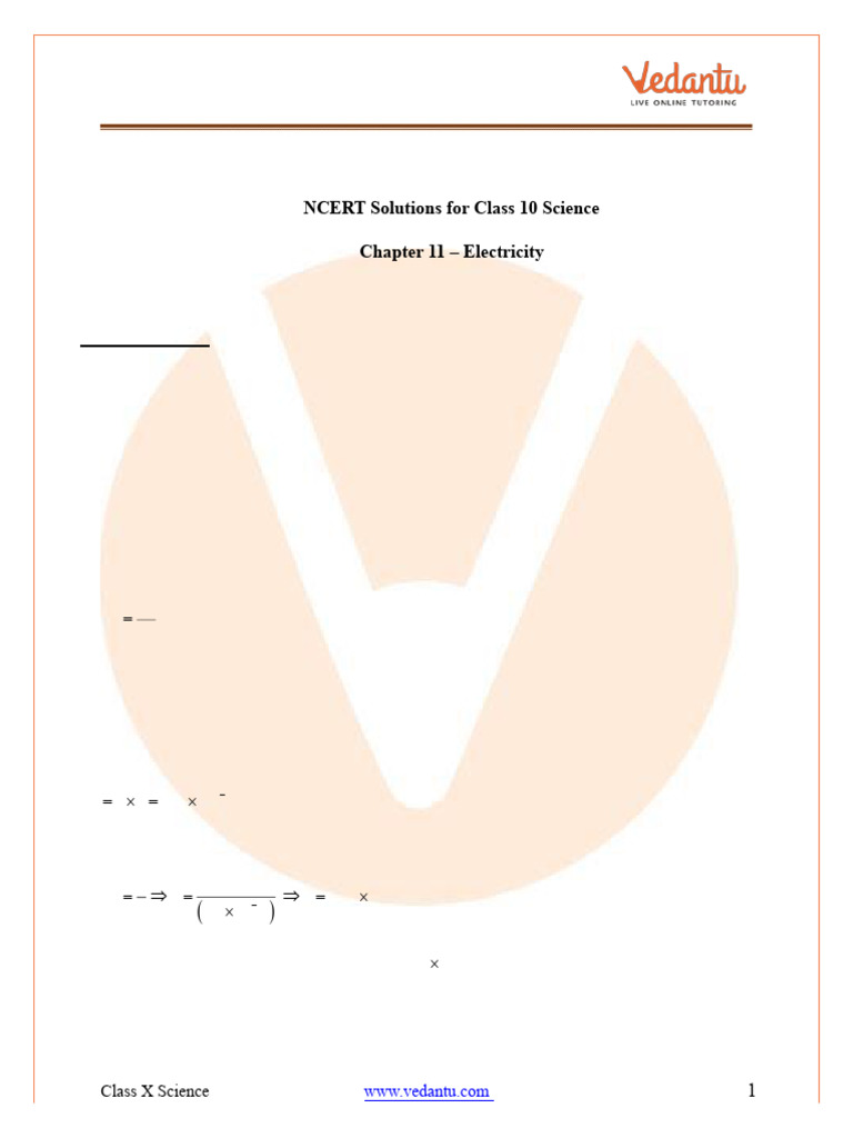 NCERT Solutions for Chapter 11 Electricity Class 10 - FREE PDF Download ...