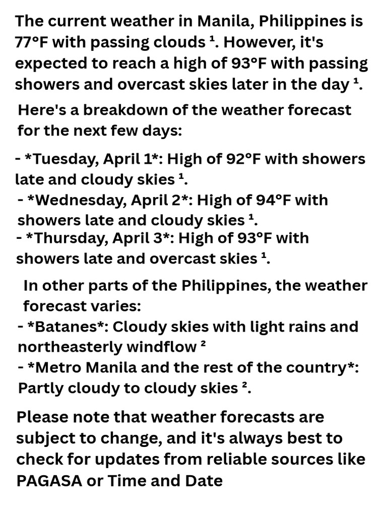 The Current Weather in Manila, Philippines Is 77°F With Passing Clouds ...